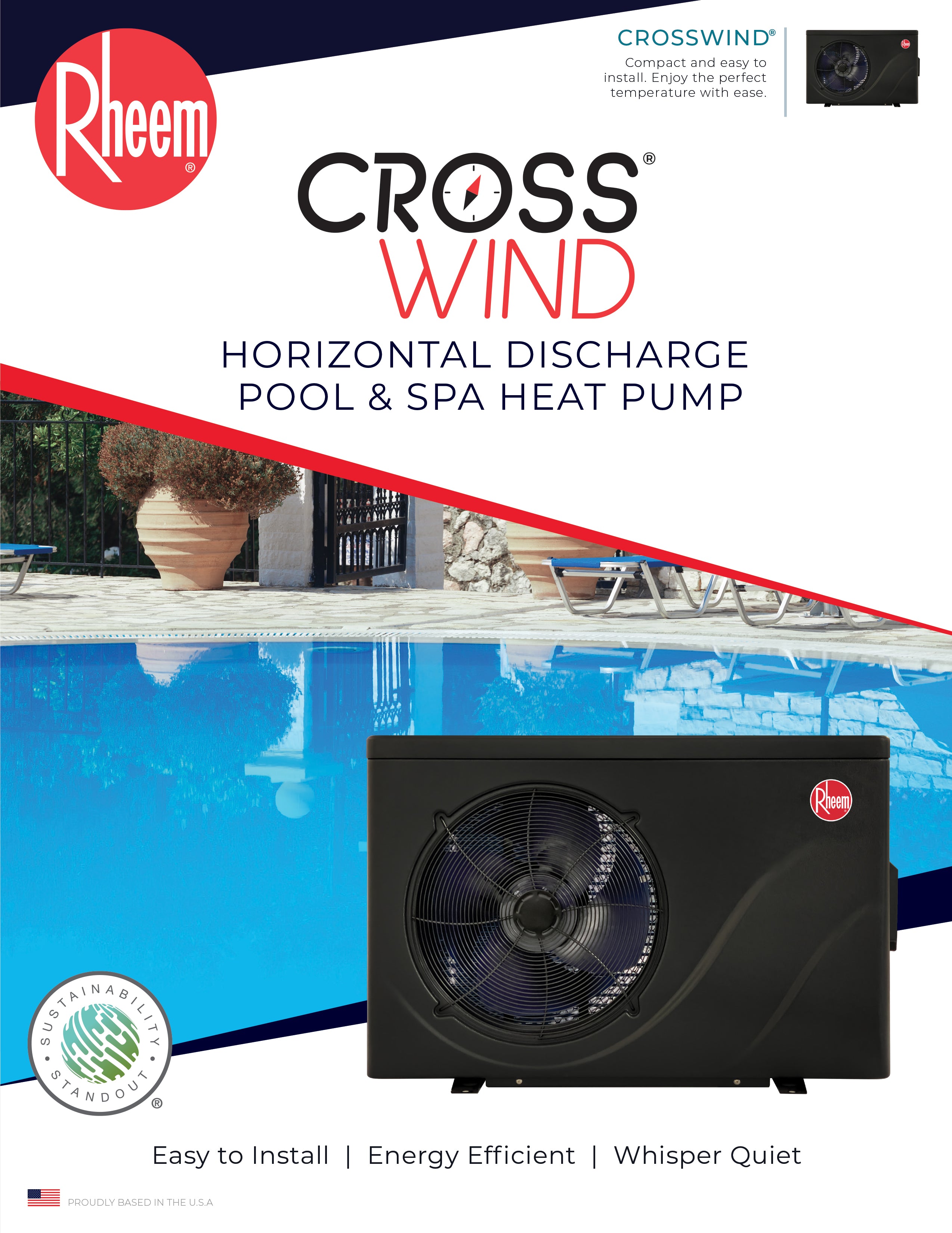 Rheem Crosswind Horizontal Discharge Pool & Spa Heat Pump Brochure RM ...